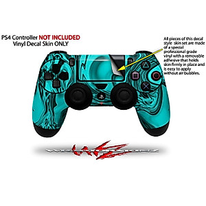 WraptorSkinz Vinyl Decal Skin Compatible with Sony PS4 Controller PlayStation 4 Original Slim and Pro Liquid Metal Chrome Neon Teal (Controller NOT Included)