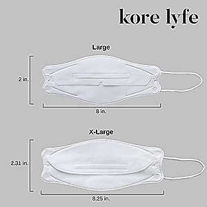 [10 PCS] 25% LARGER KF94 Face Mask - X-LARGE WHITE - [Made in Korea] - In 5 PCS Reclosable Package - Breathable Premium Quality - [Package in English]