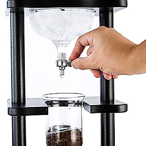 Yama Glass Cold Brew Maker I Ice Coffee Machine With Slow Drip Technology I Makes 6-8 cups (32oz), Large Capacity Cold Brew Coffee Tower, Black
