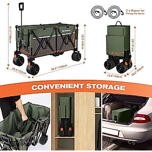 Raynesys Wagon Cargo with Big Wheels, Heavy Duty 440 lbs Folding Beach Carts with Big All-Terrain Wheels