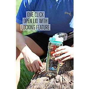 AquaFrut 32 OZ Fruit Infuser Water Bottle BPA-Free Fruit Infusion Sports Bottle - Flip Top Lid w Drinking Spout, Leak Proof, Made of Durable Tritan. Free Recipe eBook! (Teal)