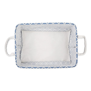DII Laundry Storage Collection, PE Coated Collapsible Bin with Handles, French Blue Lattice, Extra-Large Set, 12.5x17.5x10.5"