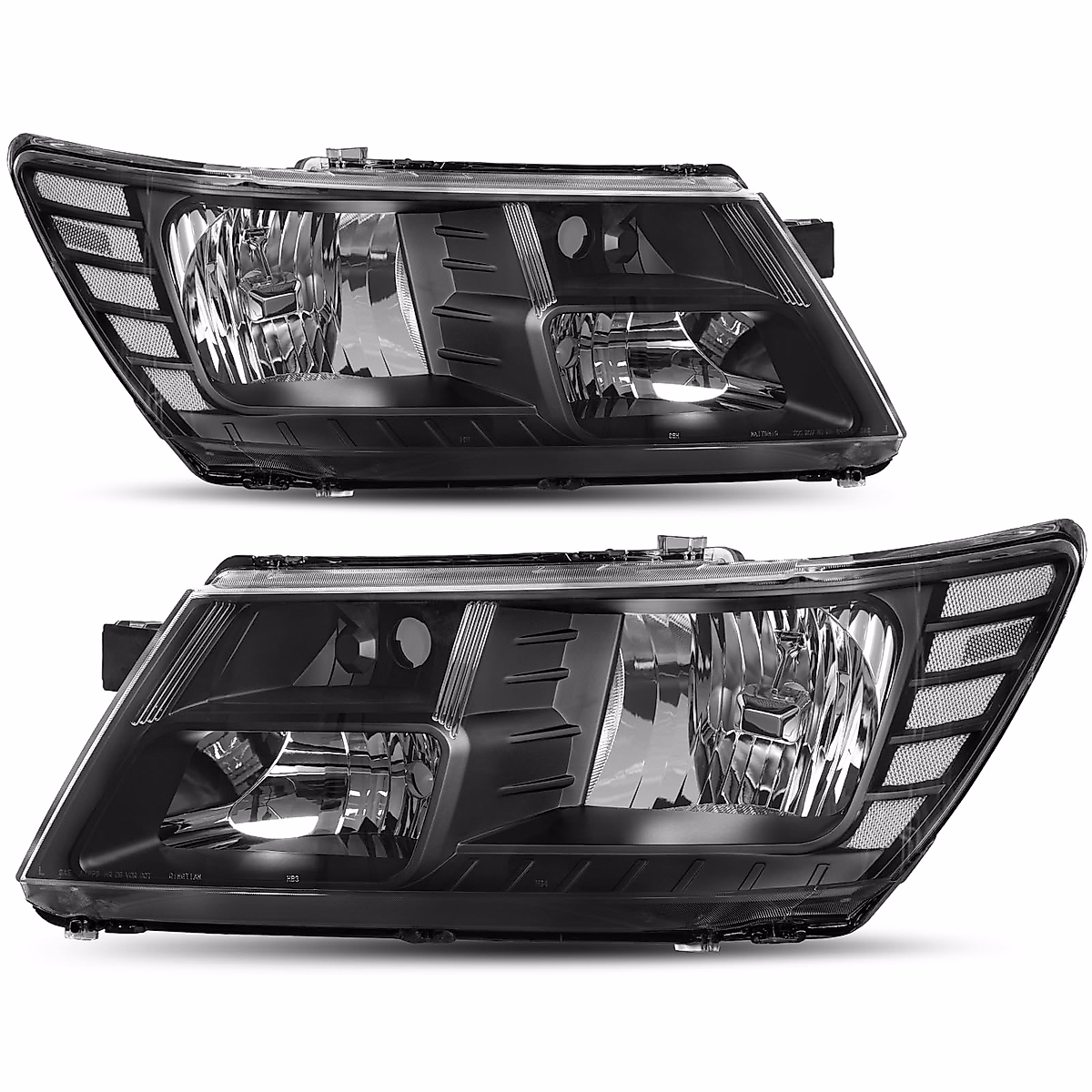 Bingbingmotor BRYGHT Headlight Assembly Fit for 09-20 Dodge Journey Passenger and Driver Side Halogen Replacement OE Headlamp Black Housing with Clear Reflector