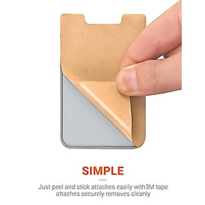 OBVIS Cell Phone Pocket Self Adhesive Card Holder Stick On Wallet Sleeve with RFID Card ID Credit Card ATM Card Holder for iPhone Android 2 Pack Gray
