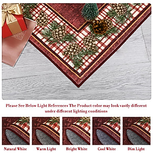 RUGSREAL Christmas Area Rug 8x10 Non Slip Washable Rug Pine Cones Area Rug Low Pile Ultra Thin Indoor Throw Carpet Rug for Laundry Dining Room, Red