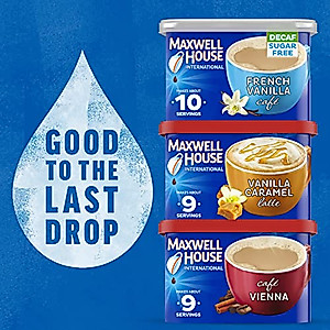 Maxwell House International French Vanilla Café-Style Decaf Sugar Free light_roast Beverage Mix, 4 oz. Canister