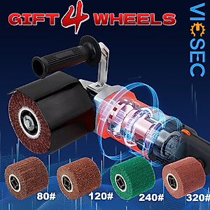 VICSEC 1400W Electric Burnishing Polishing Machine,Electric Sander Polisher, With 4 Burnishing Wheels((80# 120# 240# 320#) for Metal and Stainless Steel Polishing