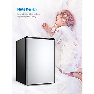 NAFORT Compact Upright Freezer 3.0 Cu. Ft. with Stainless Steel Single Door, Small Freezing Machine with Reversible Door, 7 Grade Adjustable Thermostat for Home Office