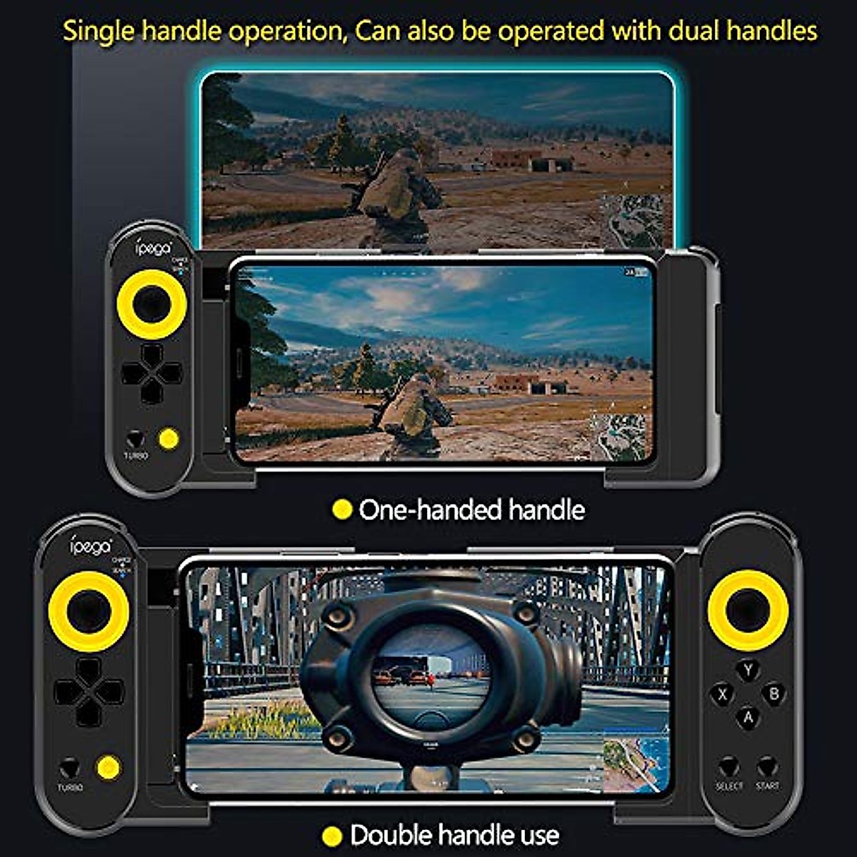 ipega PG-9167 Mobile Game Controller, With Stretchable Wireless 4.0 Smart PUBG Gamepad Controller for Samsung Galaxy S10/S10+ /S21 S22+5G/Huawei Mate40 Pro P40 P30 Android Mobile Smartphone Tablet