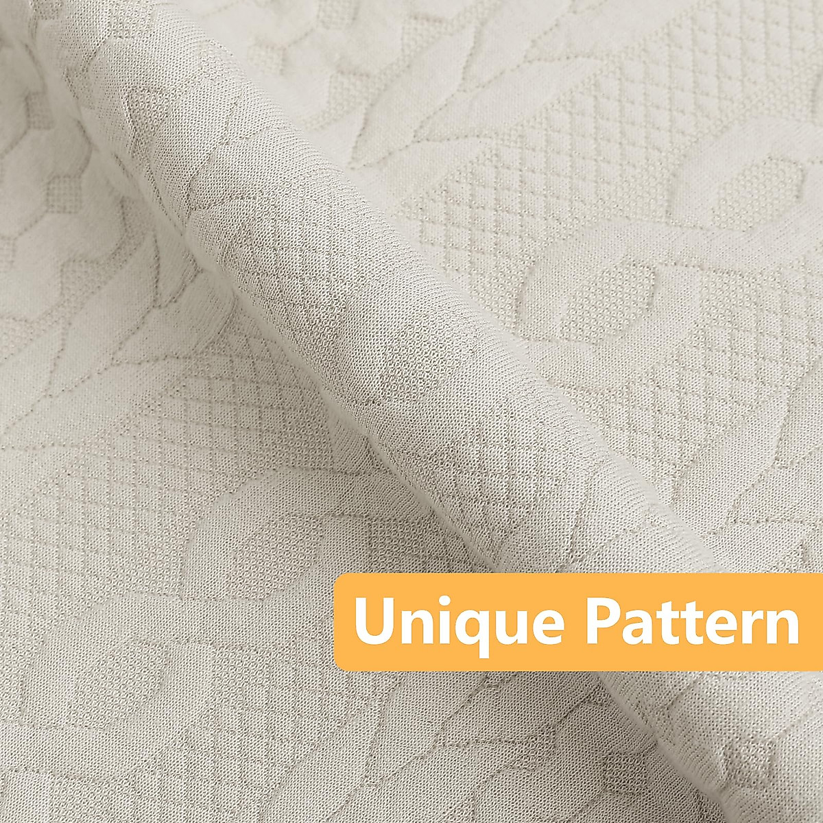 Cikary Decorative Throw Pillow Covers 18x18 Set of 2 for Sofa Bed with Raised Twisted Rope Pattern, Stretchy Embossed Couch Pillow Covers, Beige