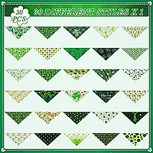 30 Pieces St. Patrick's Day Dog Bandanas St. Patrick's Day Dog Cat Bibs Holiday Pet Costume Dog St. Patrick's Day Outfit Triangle Scarf Kerchief for Small to Medium Pet