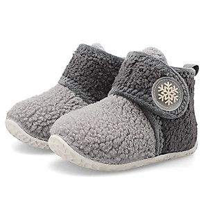 FEETCITY Infant Baby Boys Girls Slippers Cozy Fleece Ankle Booties Soft Bottom Warm Cartoon Socks Newborn Crib Shoes 12-18Months