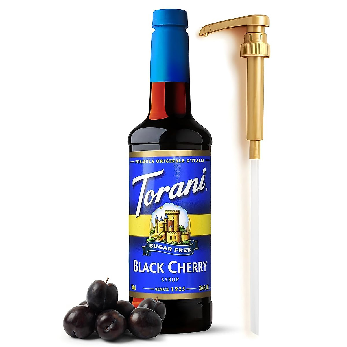Sugar Free Black Cherry Flavored Syrup 25 4 Ounces Black Cherry Syrup Coffee Toppings with Fresh Finest Pump