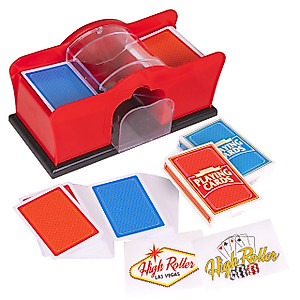 Crazy Games 2 Deck Manual Card Shuffler with Hand Crank for Blackjack, Uno, Poker, Rummy, Pokemon Cards | Easy to Use Card Mixer Machine with 2 Free Decks