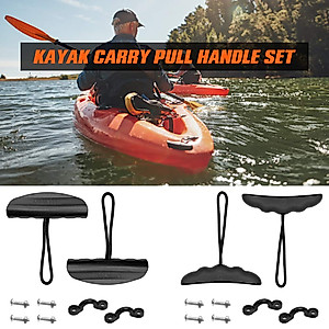 LIXADA 2pcs Kayak Carry Pull Handle with Cord Pad Eyes Screws for Canoe Boat