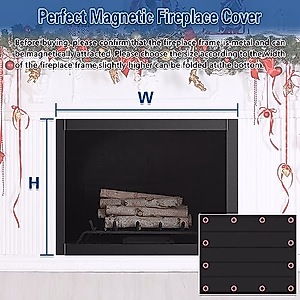 Fireplace Cover, Magnetic Fireplace Blocker Blanket Stops Heat Loss, Indoor Fireplace Draft Stopper Save Energy, Magnetic Fireplace Draft Cover for Iron Fireplace Frame(46" W x 35" H)