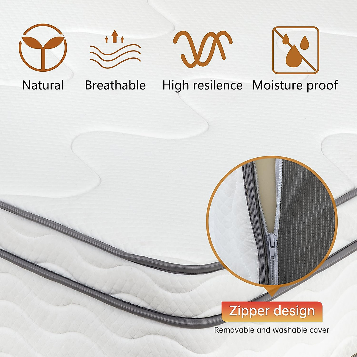 BLKMTY Mattress Full Size Mattress 10 Inch Mattress Innerspring Mattress with High Density Foam Mattress Bed-in-a-Box Twin Spring Mattress Pressure Relief for Adults, CertiPUR-US Certified