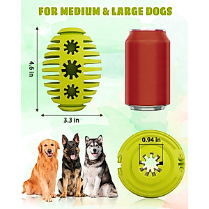 SCHITEC Dog Chew Toy, Interactive Treat Dispenser Puzzle Toys Bully Stick Holder for Medium Large Dogs, Tough Rubber Teething Enrichment Dog Ball