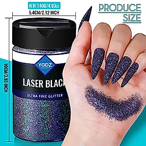 Black Glitter, YGDZ Black Fine Glitter for Crafts, Christmas Glitter 140G /4.93OZ, Festival Glitter, Body Glitter, Nail Glitter, Craft Glitter for Resin Arts Tumbler, Christmas Decor