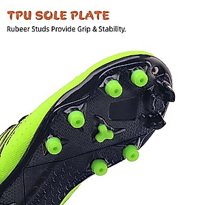 ZVC Kids Soccer Cleats Boys Girls Soccer Shoes Outdoor Firm Ground Youth Football Cleats (Little Kid/Big Kid) Green