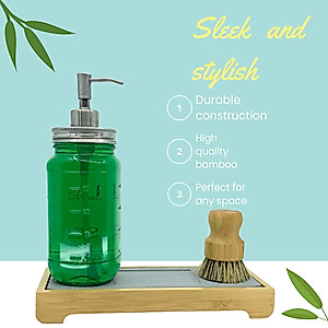 Zenera Instant Dry Sink Caddy Organizer - Fast Drying Stone Sink Caddy - Water Absorbing Stone - Bamboo Brush Included