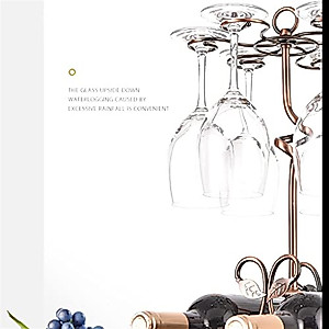 YFQHDD Goblet Holder Wine Bottle Cup Rack Wine Glass Cup Standing with 6 Hooks Stainless Steel Hanging Drinking Glasses Decoration