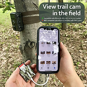 Trail Camera Viewer, Plug & Play for Hunters to View Images and Videos from Game Camera for iPhone 6S, SE, 7, 8, X, 11, 12, 13, 14 Series