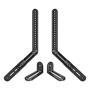ELIVED Soundbar Mount Bracket Mounting Above or Under TV Tool-Free Knob Adjustable with Detachable Extension Arms, Universal TV Mounting Hardware Kit Includes M4 M5 M6 M8 Screws