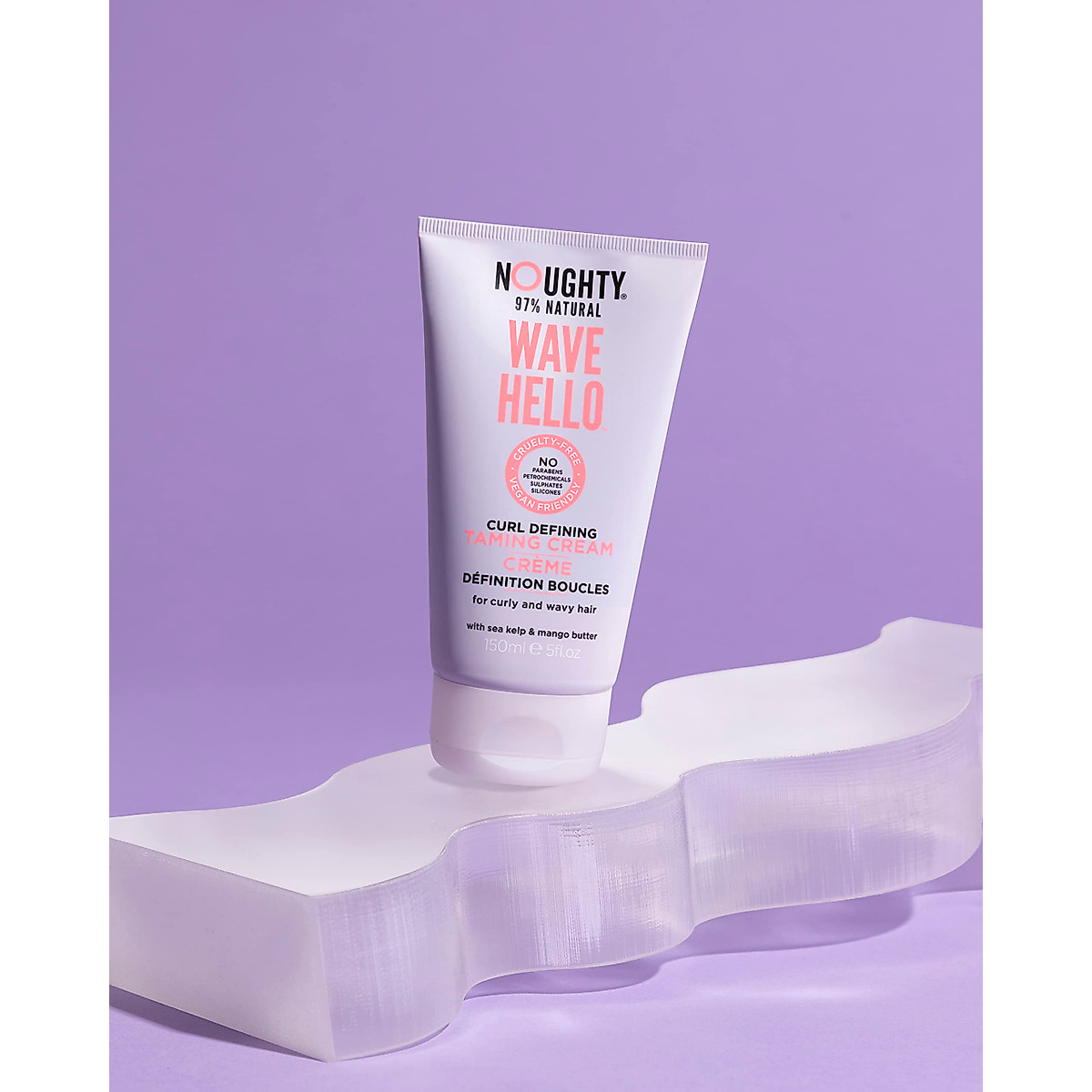 Noughty 97% Natural Wave Hello Curl Taming Cream, Vitamin Rich Smoothing Formula for Curly and Wavy Hair, with Sea Kelp and Mango Butter, Sulphate Free Vegan Haircare 150ml