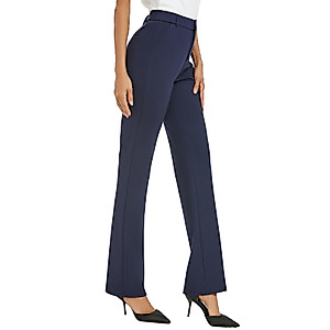 iChosy Women's Stretchy Straight Leg Dress Work Pants Business Office Casual Slacks with Pockets Navy32 0