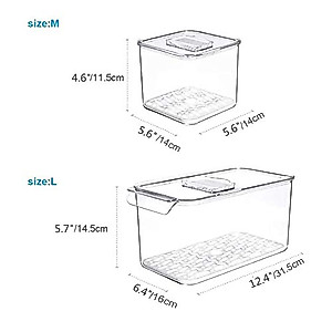 Benzoyl Refrigerator Organizer Bins Lettuce Keeper, Stackable Food Storage Bins Fridge Produce Saver with Removable Drain Tray, Keep Fresh Clear Containers for Berry, Fruits, Veggie -3 Pack