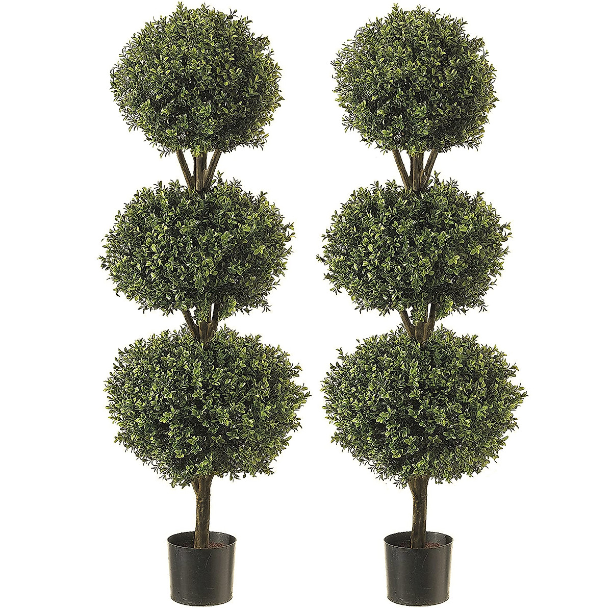 Topiary Trees Artificial Outdoor 2 Pack - 4.6' Nearly Natural Artificial Plants Designer Topiary Ball Trees -Faux Topiary Artificial Plant Boxwood -UV Protected Artificial Topiary Ball Indoor/Outdoor