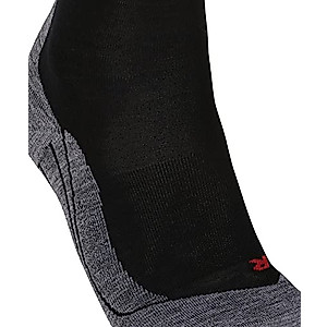 FALKE Women's RU4 Endurance Wool Running Socks, Mid Calf, Medium Cushion, Athletic, Breathable Quick Dry, Merino Wool, Black (Black-Mix 3010), 5-6, 1 Pair