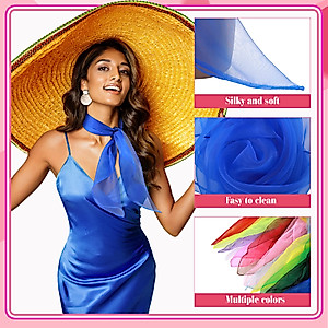 Bokon 22 Pcs 50s Retro Chiffon Sheer Square Neck Head Scarf for Women Handkerchief Lightweight Satin Ribbon Scarf Hemmed Sheer Neck Scarf Juggling Dance Scarf Set, 27.5 x 27.5 Inches