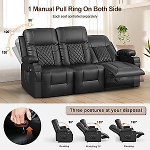 FURNIMAT Recliner Sofa Set with 3+1 Pieces in Living Room, 3 Seater Reclining Sofa, 1 Recliner Chair with 360 Degree Swivel Single Sofa Seat