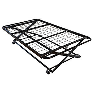 Kings Brand Furniture - Twin Size Black Metal High Riseer Platform Daybed with Pop Up Trundle