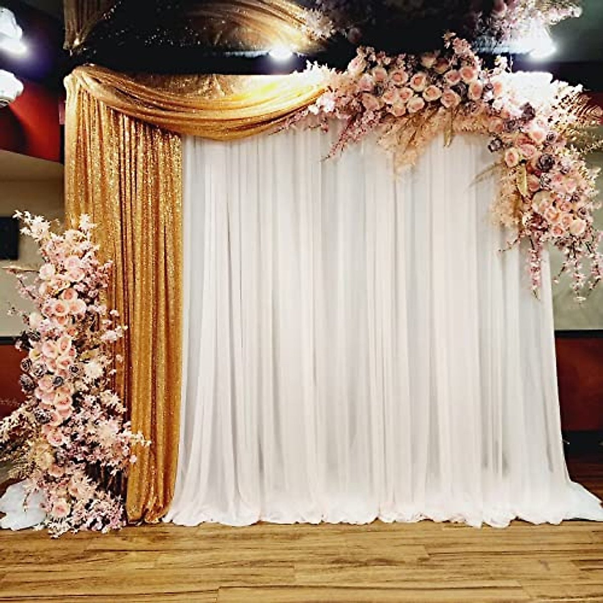 White Backdrop Curtain Wedding Backdrop 10ft x 10ft Chiffon Backdrop for Wedding Arch Birthday Party Banquet Decorations