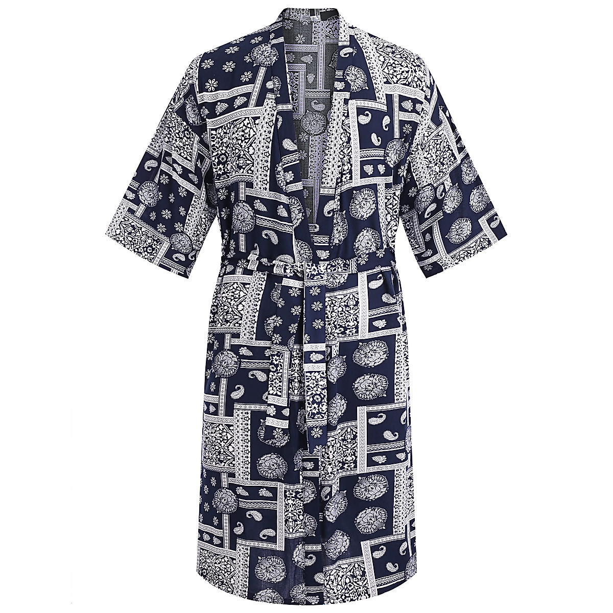 COOFANDY Men's Lightweight Kimono Robe Jacket Japanese Style Bathrobes Casual Open Front Long Cardigan Coat Outwear