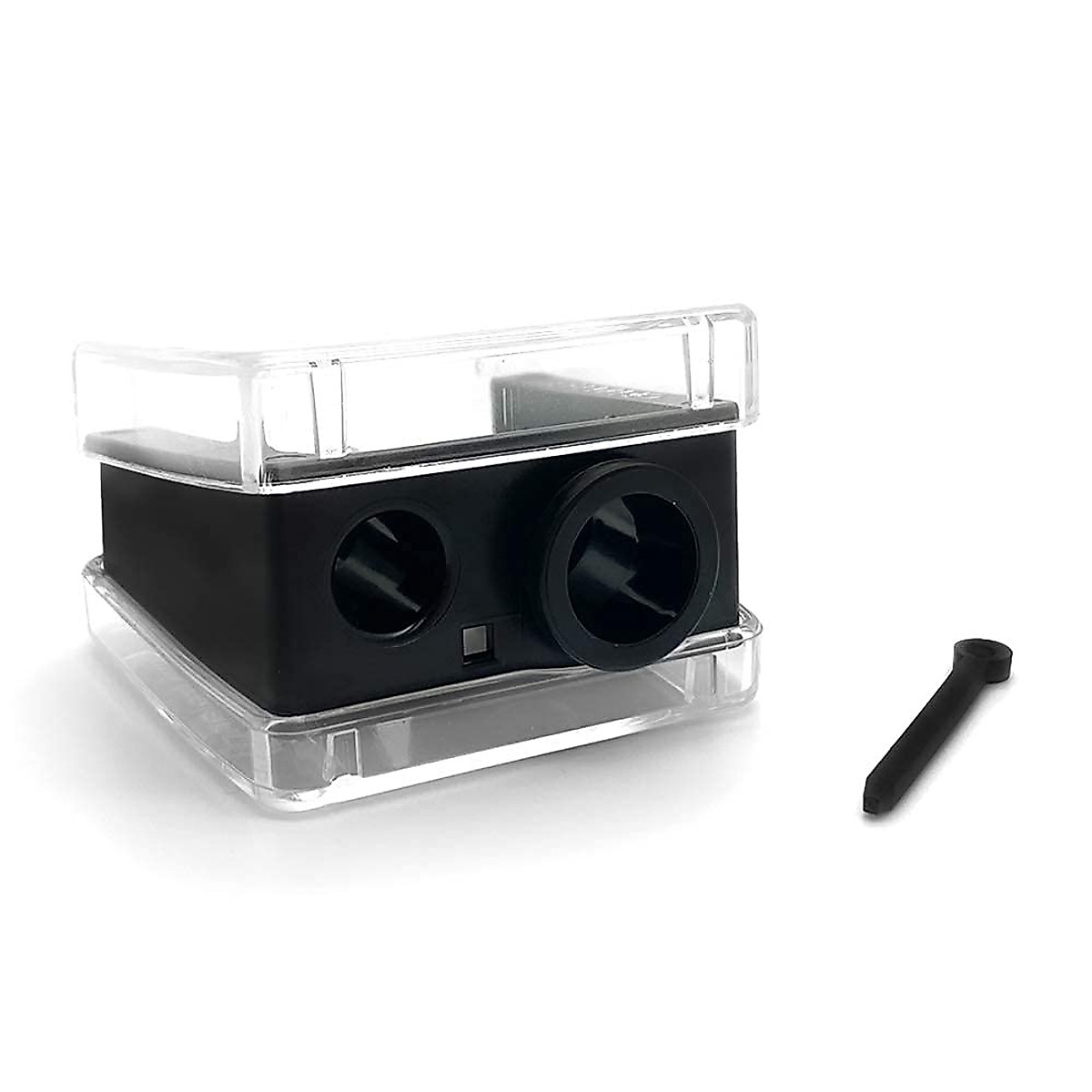 Palladio Double Barrel 3 in 1 Cosmetic Pencil Sharpener with Cover, Stainless Steel Blade, Size Adjuster, Essential for Small and Extra Large Lip Liner, Eyeliner, Brow Pencils