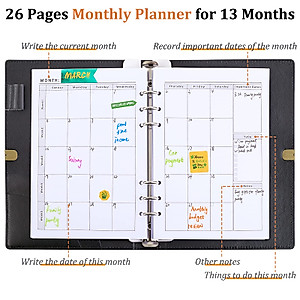 Daily Planner Undated, A5 Planner Weekly and Monthly to Do List Notepad PU Leather Appointment Book Cute Work Planner Binder with 24pcs Gift Stickers Habit Tracker