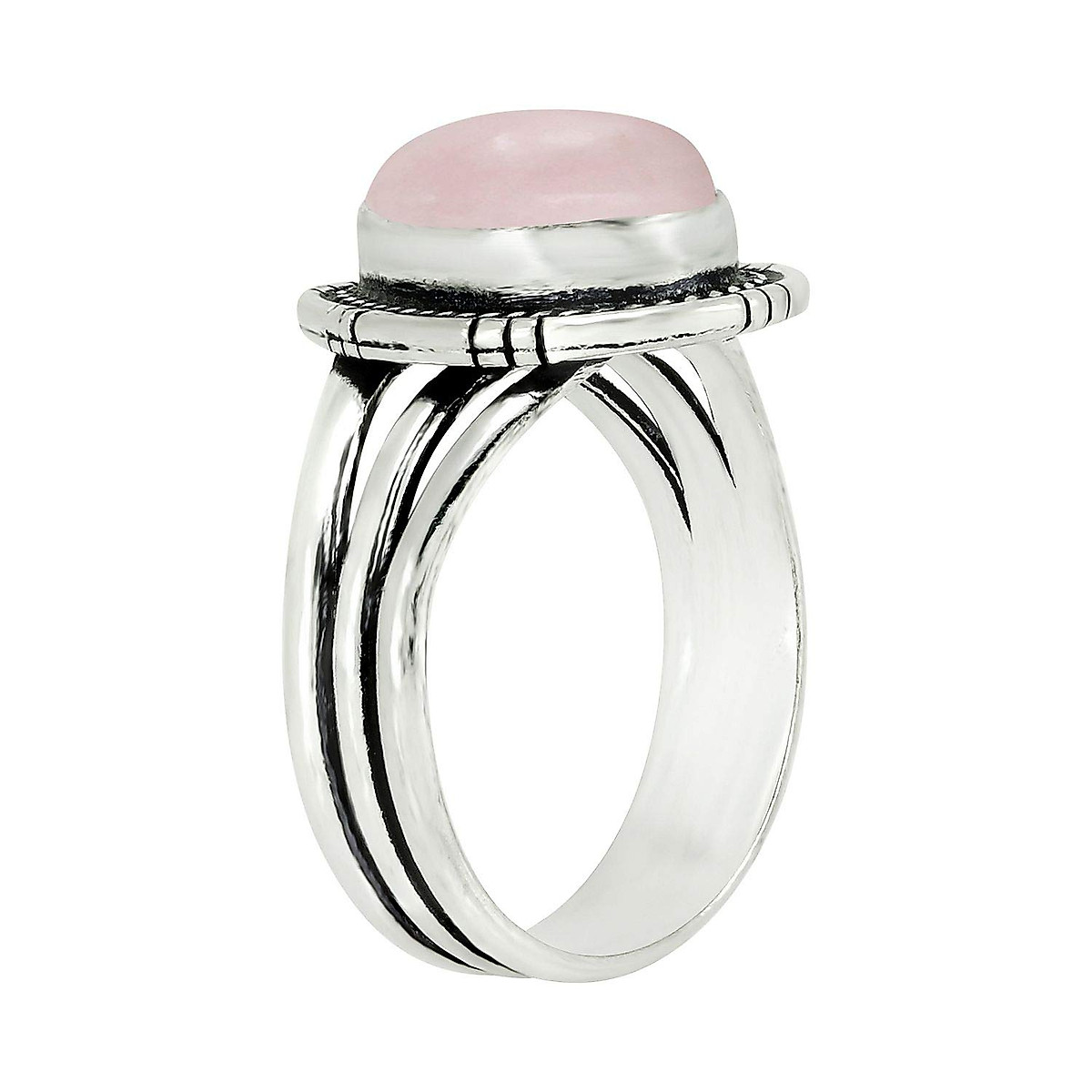 5.08Cts Solitaire Natural Rose Quartz 925 Silver Plated Ring Size 12 For Women, Handmade Pink Stone January Birthstone Ring Jewelry Gift For Women Mom Wife