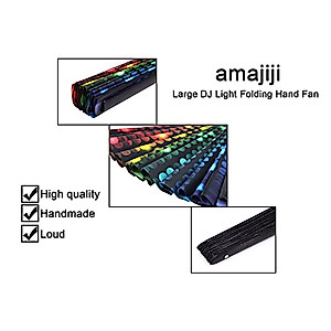 Amajiji Large Folding Hand Rave Fan for Women/Men, Chinease/Japanese Bamboo and Nylon-Cloth Folding Hand Fan, Hand Fan Festival Fan Gift Fan Craft Fan Folding Fan Dance Fan