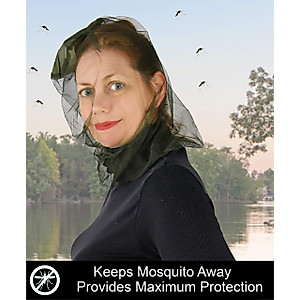 Home-X Anti-Mosquito Mesh Head Net, Bug Face Shield, 100% Polyester Soft Fly Screen Fine Mesh Mosquito Netting-Head Net-Black