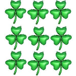 10 Pack Shamrock Balloons Golden Clover Balloons Fits St. Patrick's Day Irish Festival Decorations