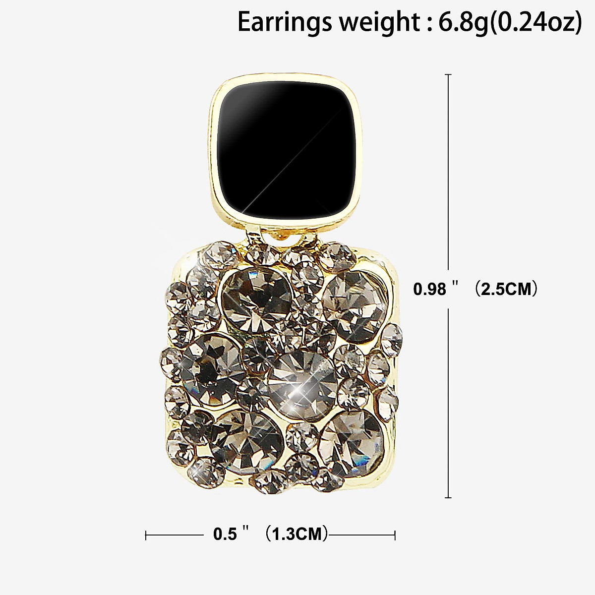 Black and Gold Earrings for Women Girls Hypoallergenic Crystal Rhinestone Dangle Drop Earings Fashion Geometric Square Statement Earingings