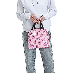 Eleploi Pink Smile Face Insulated Lunch Bag - Chic & Practical, Lunch Box For Office, Picnics, Outdoor Adventures