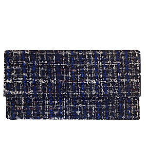 JNB Weaved Fabric Flat Clutch, Blue
