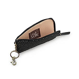 The Sak Women's Iris Slotted Card Wallet in Leather, Black Moroccan Perf, Small