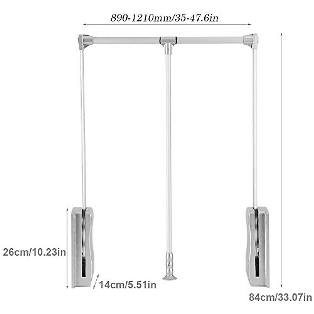 uyoyous Pull Down Closet Rod Aluminum Adjustable 35-46.7 Inch Heavy Duty Closet Pull Down Rods Hanger for Hanging Clothes Wardrobe Lift Rail Organizer Storage System Side Mounted Expanding Tubing
