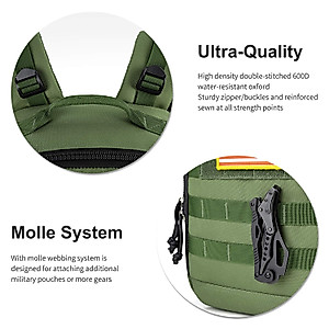 espidoo Diaper Bag Backpack for Dad, Military Tactical Backpack with Molle System, Large Travel Bag Backpack for Men, Black